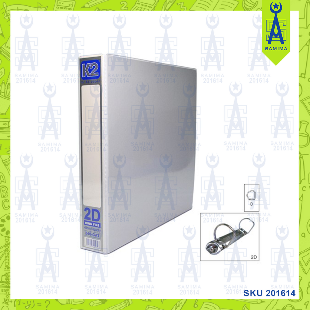 EMI / K2 WHITE LAMINATED 2D RING FILE 40MM 240 GAT – Samima