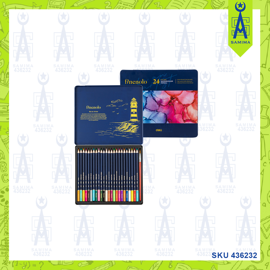 DELI C129-24 FINENOLO WATERCOLOR PENCILS 24'S/ TIN – Samima
