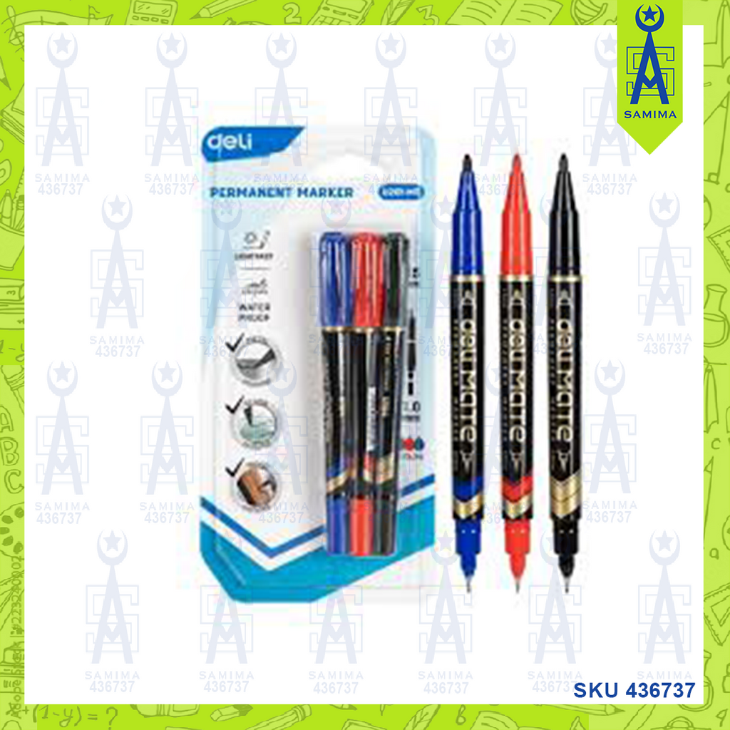 DELI U201-MT MATE PERMANENT MARKER 1.0MM ASST 3'S – Samima