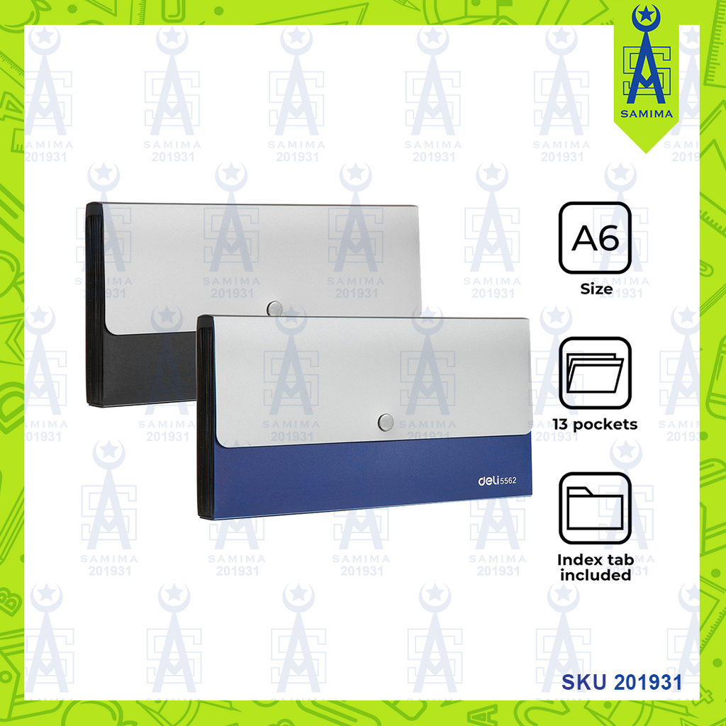 DELI 5562 EXPANDING FILE (13 POCKET) 262 X 132MM – Samima