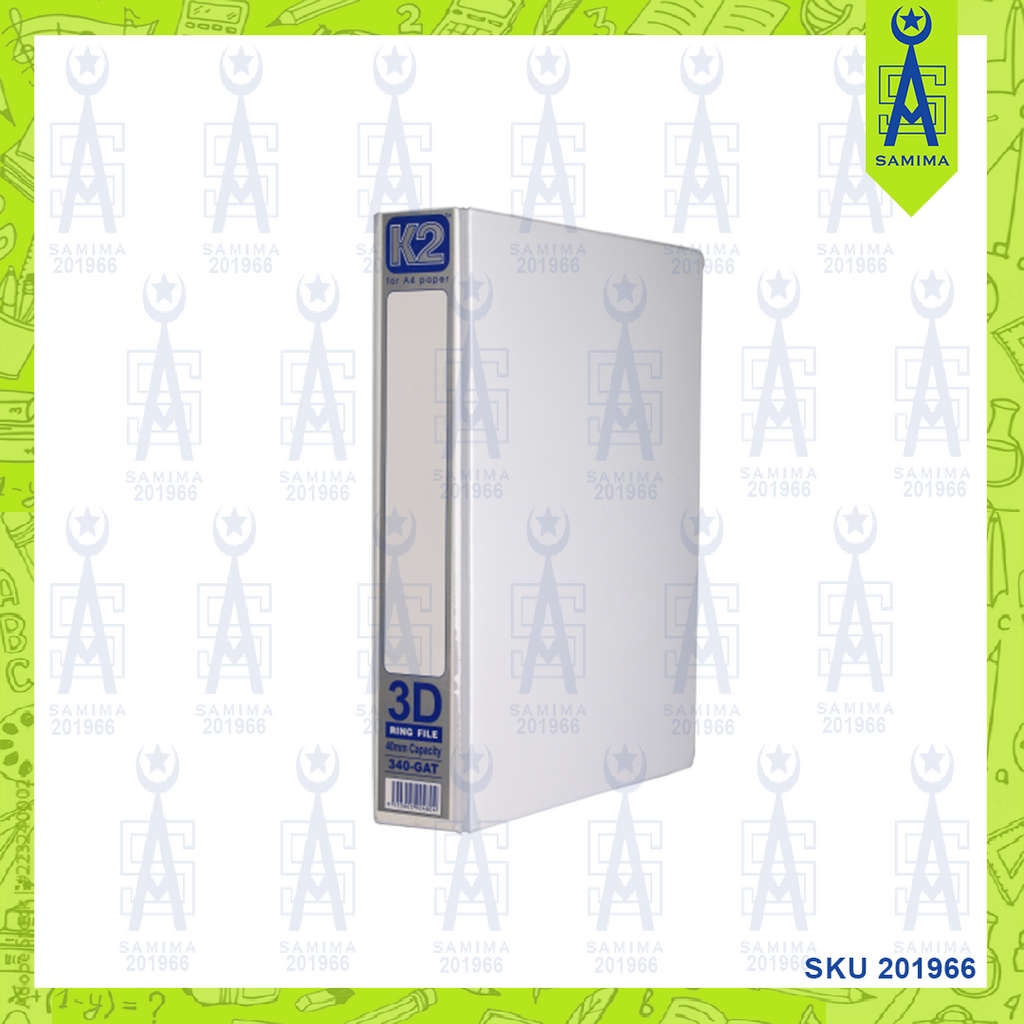 EMI / K2 WHITE LAMINATED 3D RING FILE 40MM 340 GAT – Samima