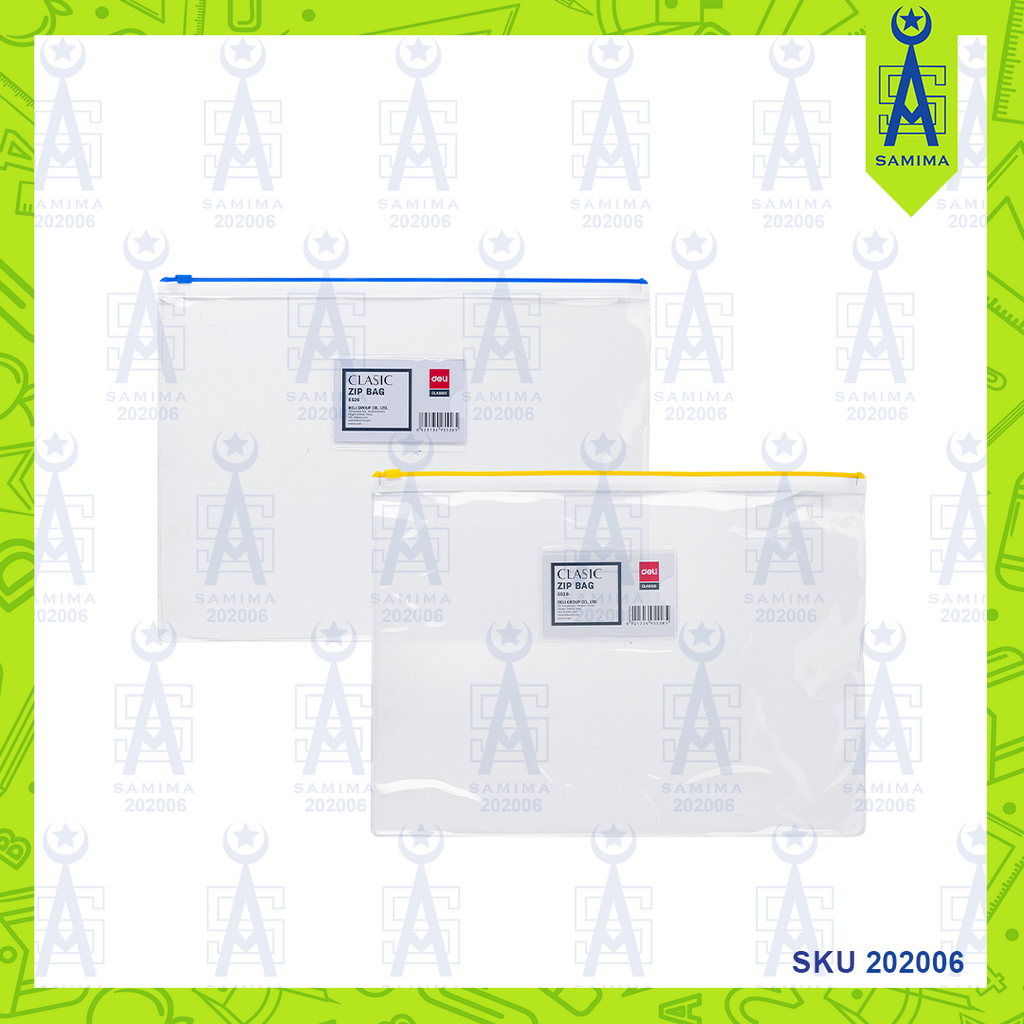 DELI 5526 TRANSPARENT ZIP LOCK BAG W/ ADDRES CO A4 – Samima