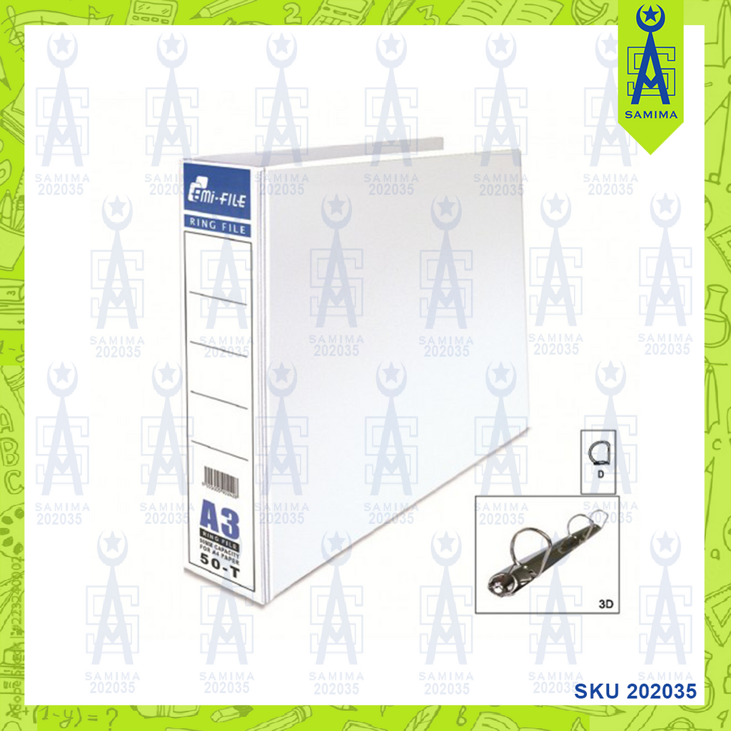 EMI 3D RING LAMINATING FILE (WHITE) A3 50MM LANDSC – Samima