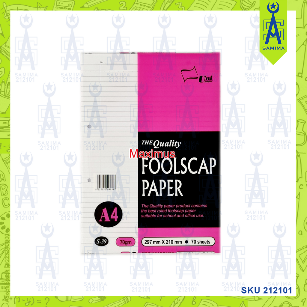 UNI FOOLSCAP PAPER NARROW LINE A4 70GSM 70'S S-39 – Samima