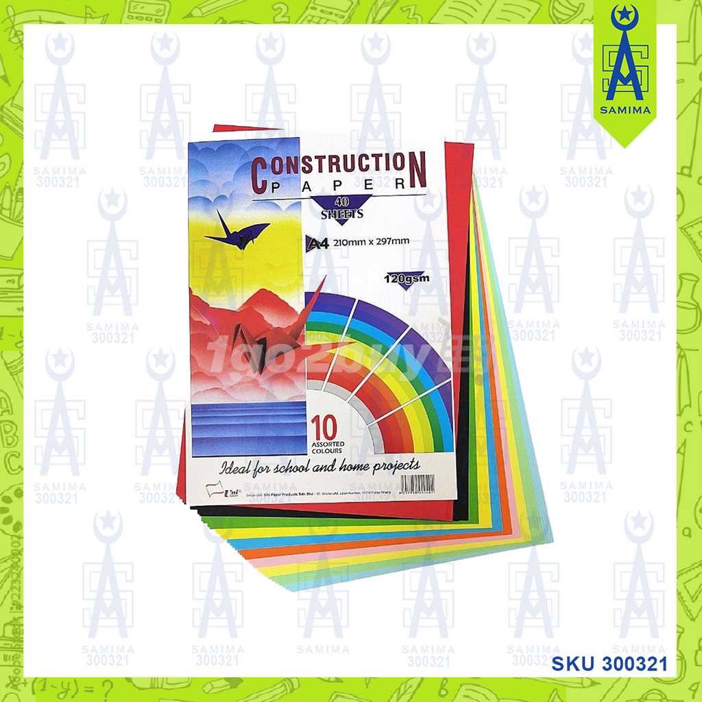 UNI CONSTRUCTION PAPER 10 COLOUR A4 120GSM 40'S – Samima
