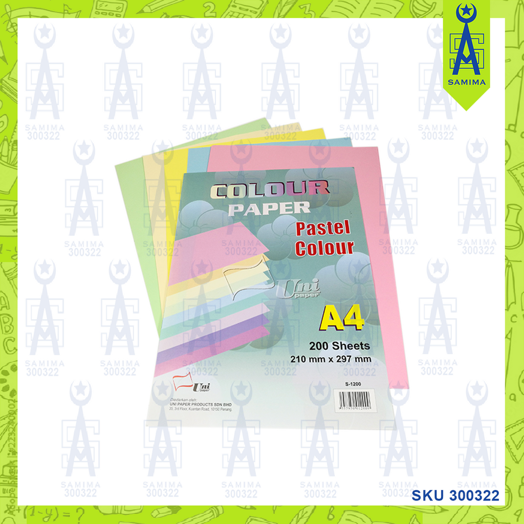 UNI PASTEL COLOUR PAPER 200 SHEETS – Samima