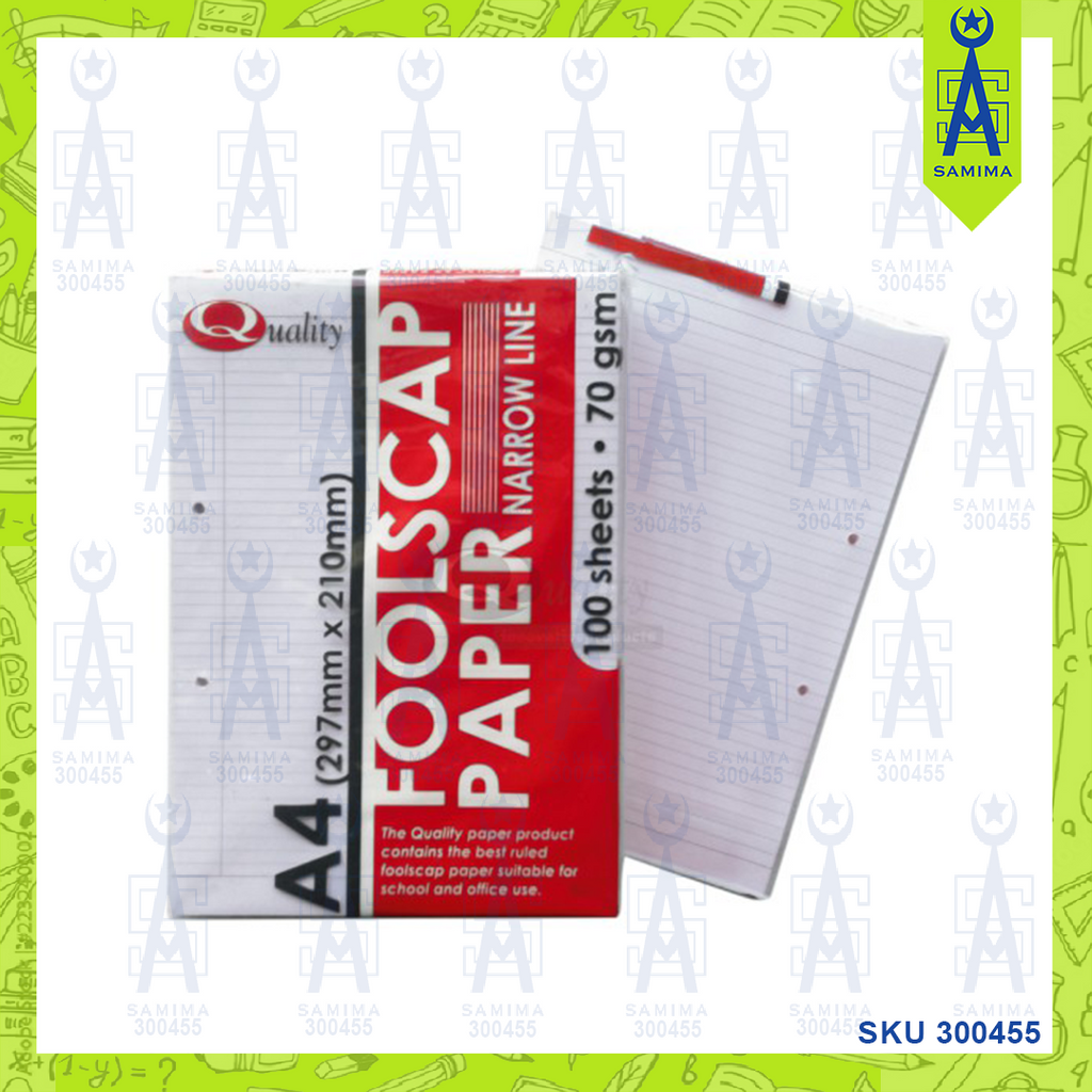 QUALITTY FOOLSCAP PAPER A4 70GSM 100'S – Samima
