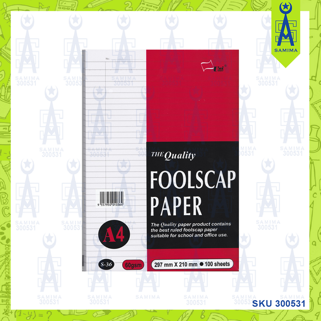 UNI FOOLSCAP PAPER A4 60GSM 100'S S-36 – Samima