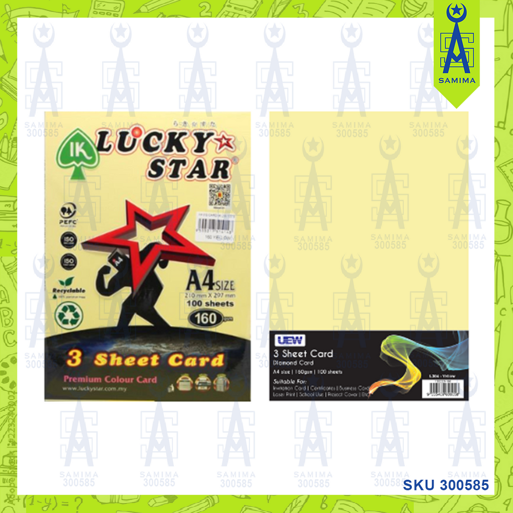 LUCKY STAR 3 SHEET CARD LIGHT COLOURS A4 100'S – Samima