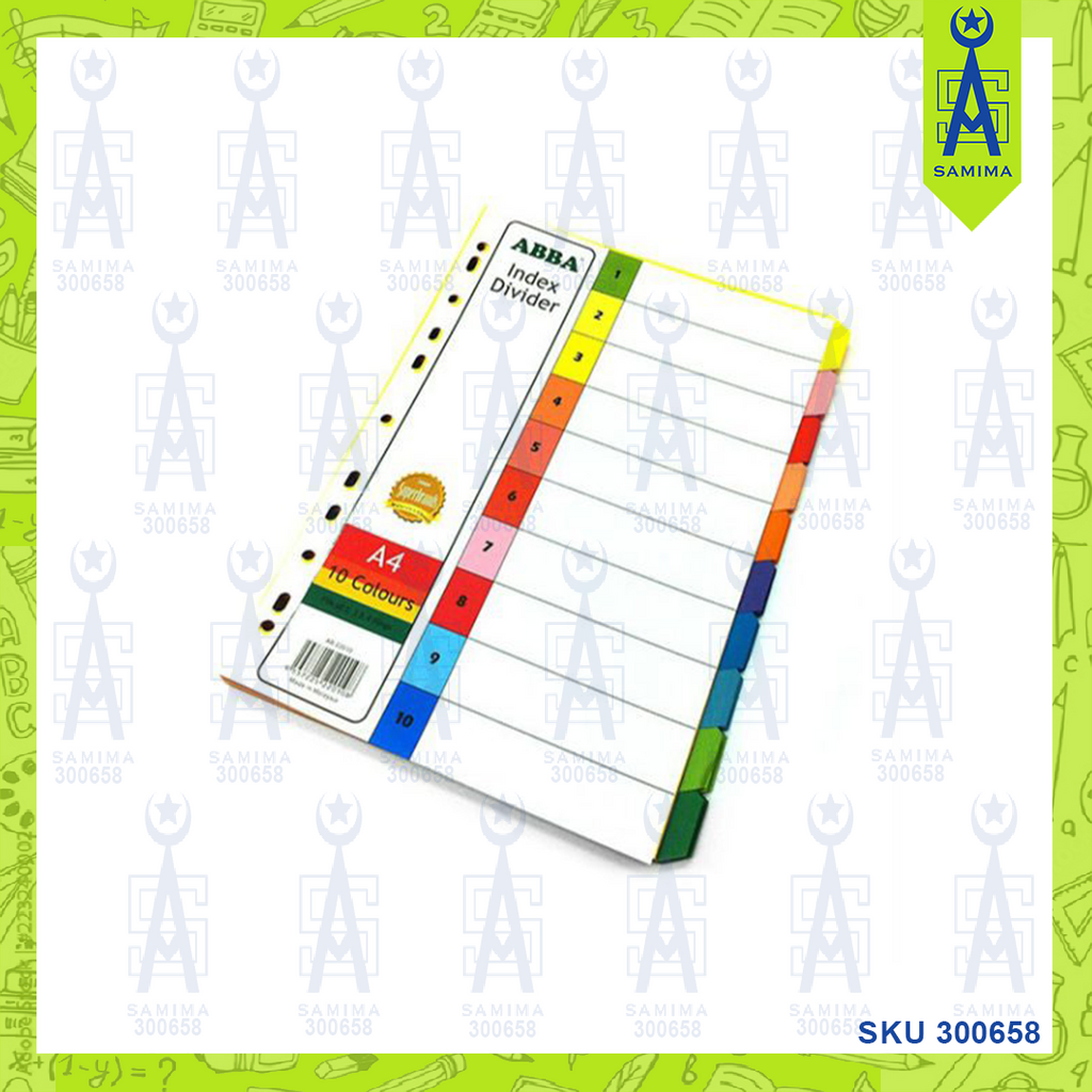 ABBA INDEX DIVIDER A4 10 COLOUR – Samima