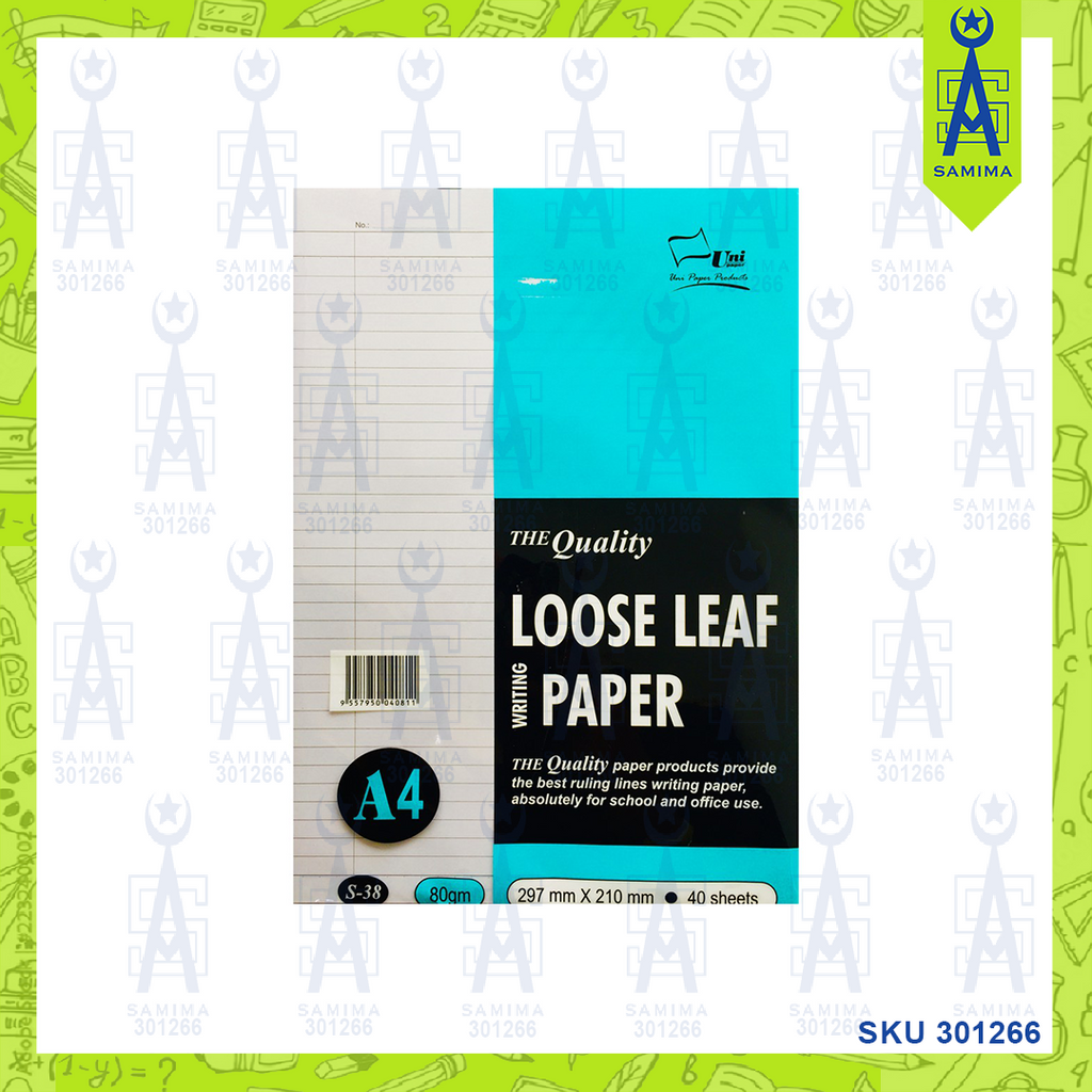 UNI FOOLSCAP RULED PAPER A4 80GSM 40'S S-38 – Samima