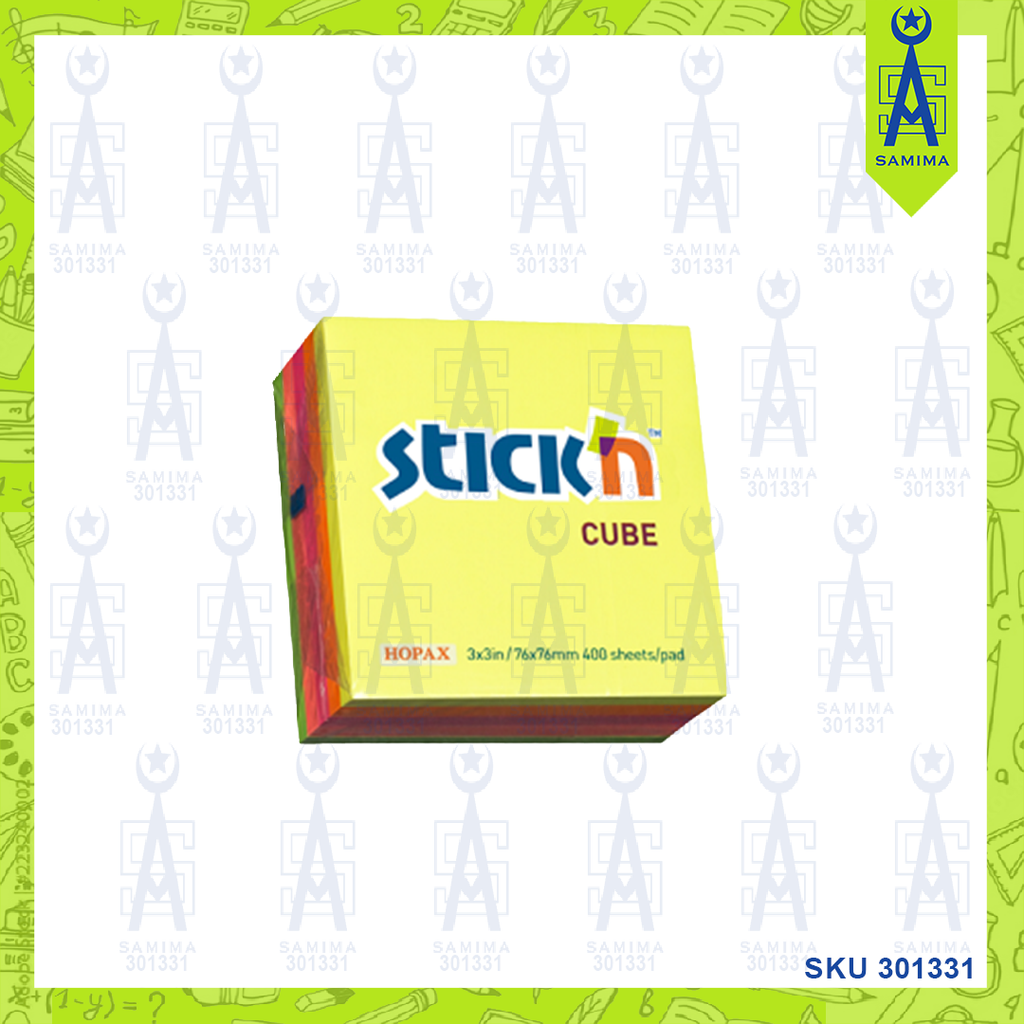 HOPAX STICK'N CUBE REPOSITIONABL 3X3 76X76MM 400'S – Samima