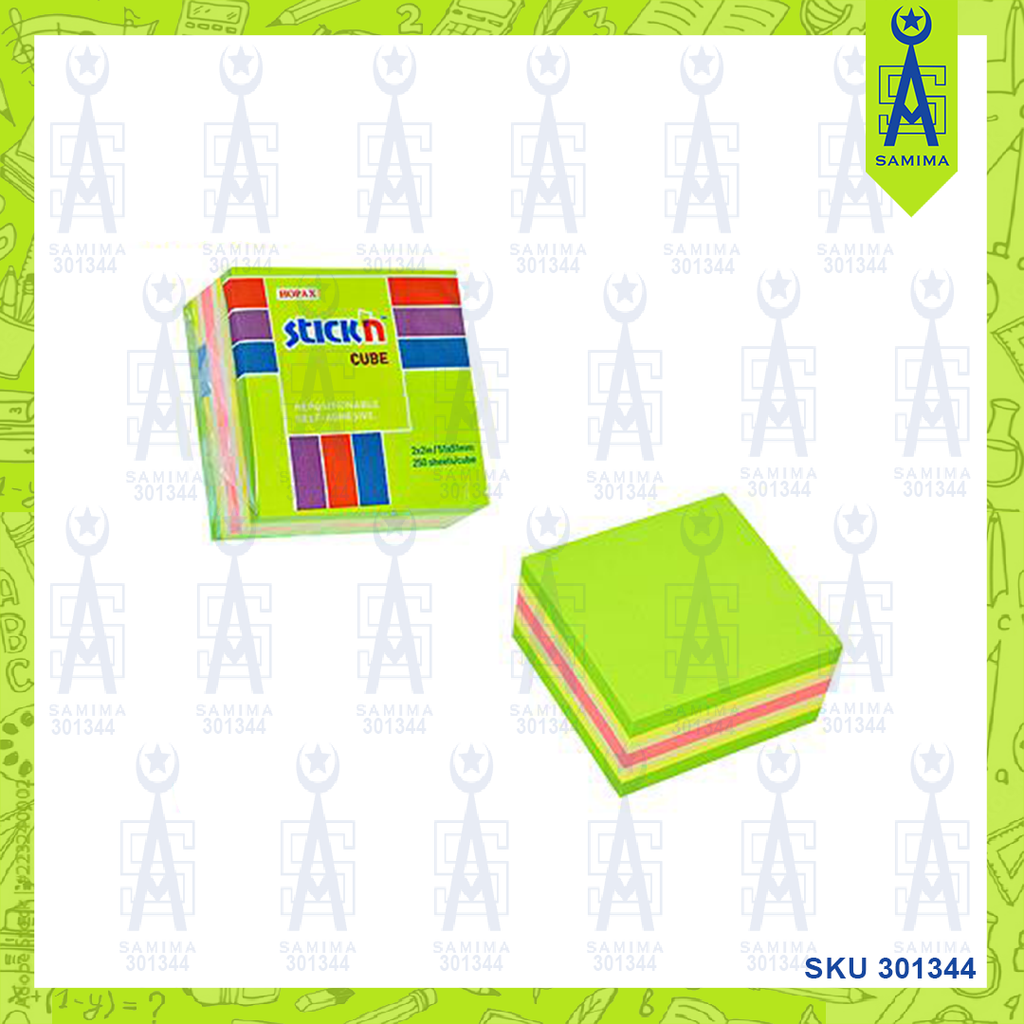 HOPAX STICK'N CUBE ASST 2X2 51X51MM 100'S – Samima