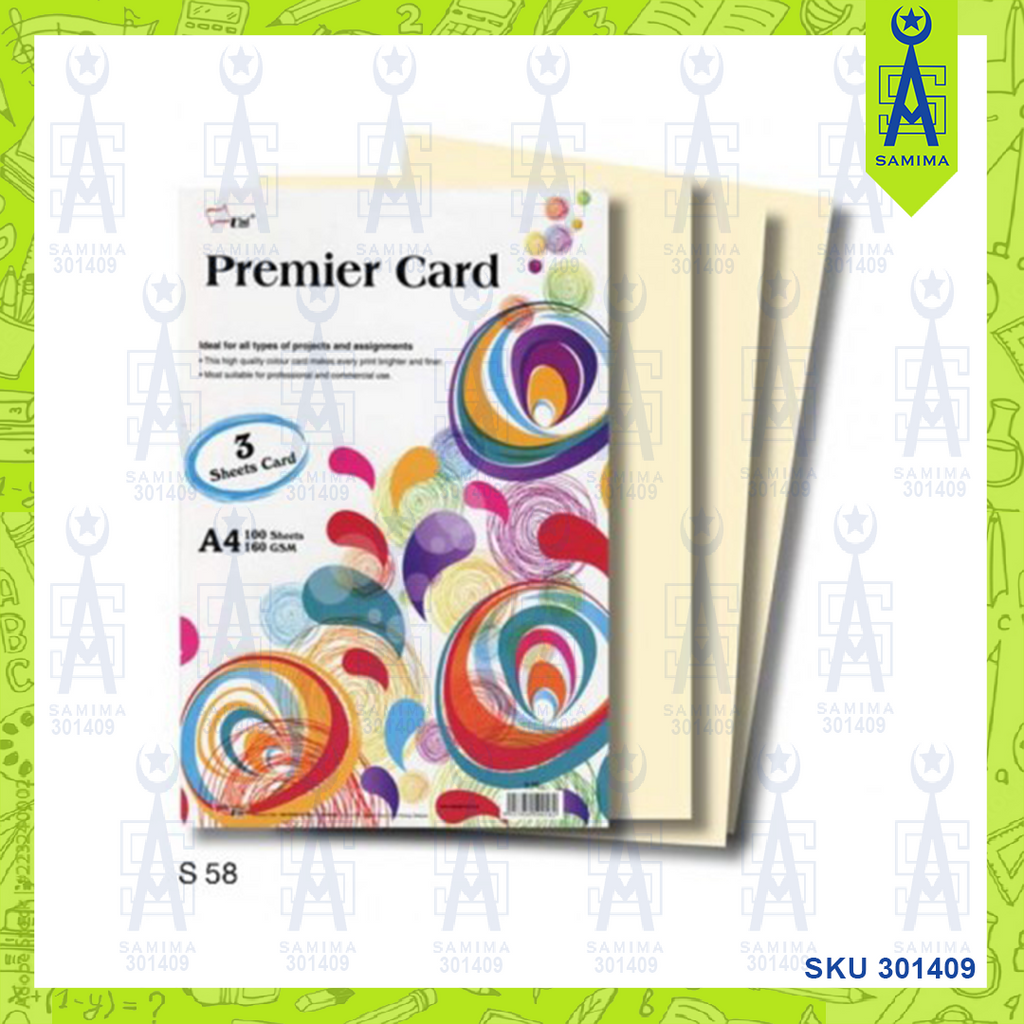 UNI PREMIER 3 SHEET CARD A4 160GSM S58 – Samima
