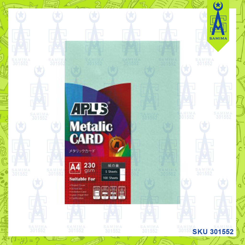APLUS METALIC CARDS A4 230 GSM 100'S ASST COLOURS – Samima