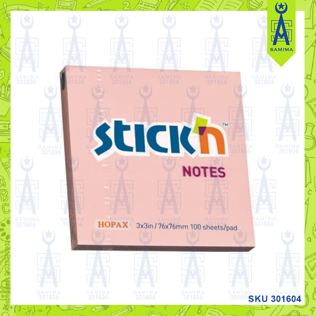 HOPAX 21583 STICK'N EXTRA STICKY NOTE 3 X 3'' PINK – Samima