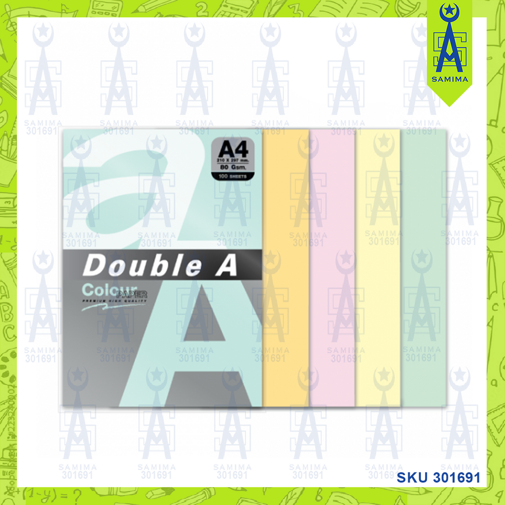 DOUBLE A PREM COLOUR PAPER D/C MIX COLA4 80G 100'S – Samima