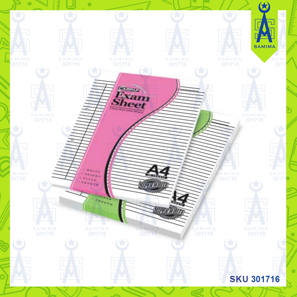 CAMPAP 13743 7.5MM RULED EXAM SHEET A4 70GSM 100'S – Samima