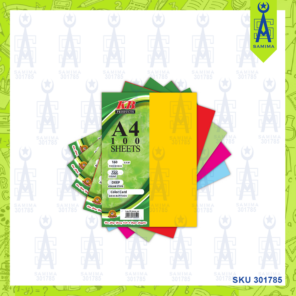 KB LIGHT COLOR CARD A4 160GSM 100'S – Samima