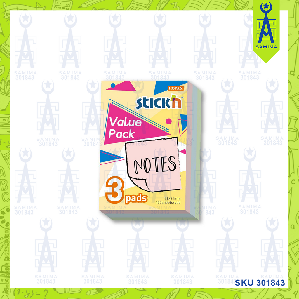 HOPAX VALUE PACK PASTEL 76X101MM 3 PADS 27093 – Samima
