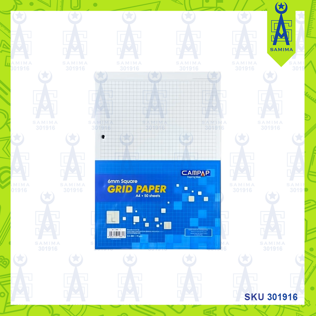 CAMPAP CA4881 6MM SQUARE GRID PAPER A4 50'S /PACK – Samima