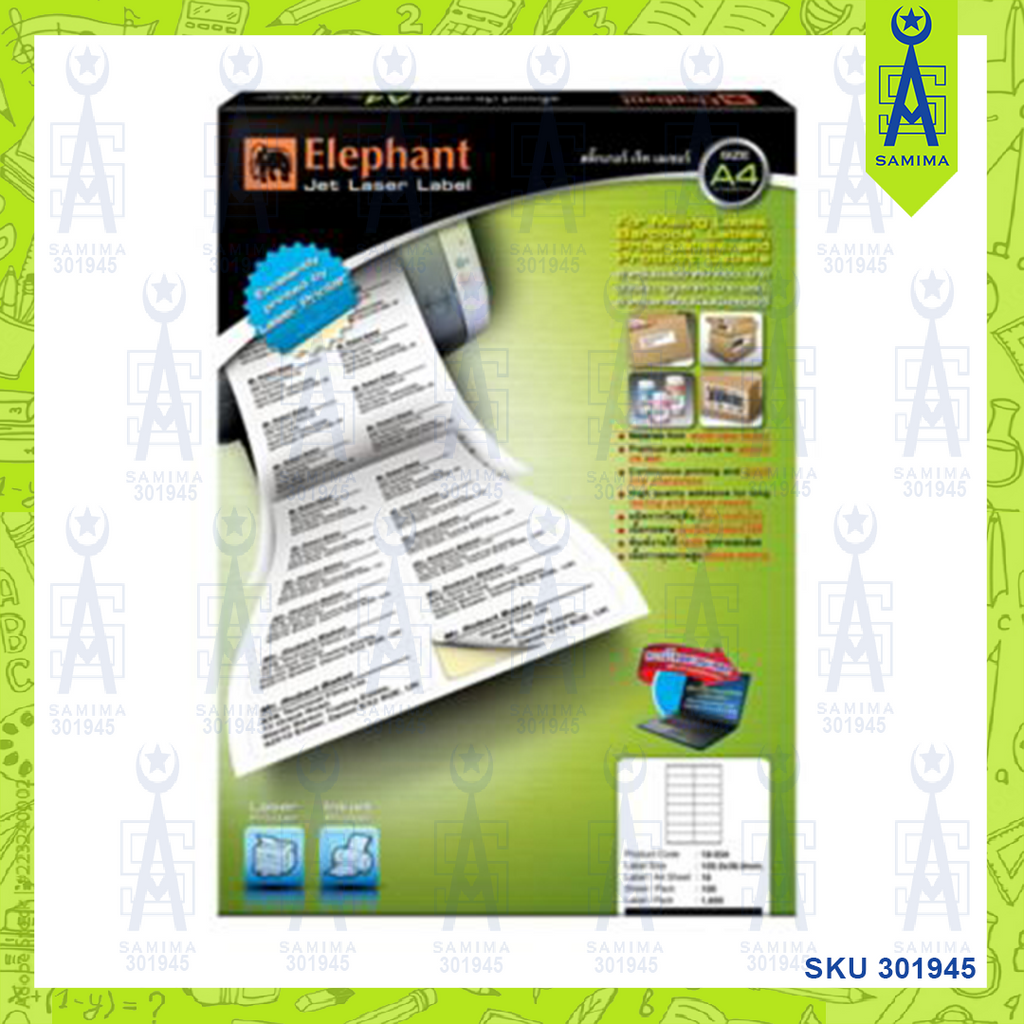 ELEPHANT JET LASER LABEL (SICKER) A4 100'S / BOX – Samima