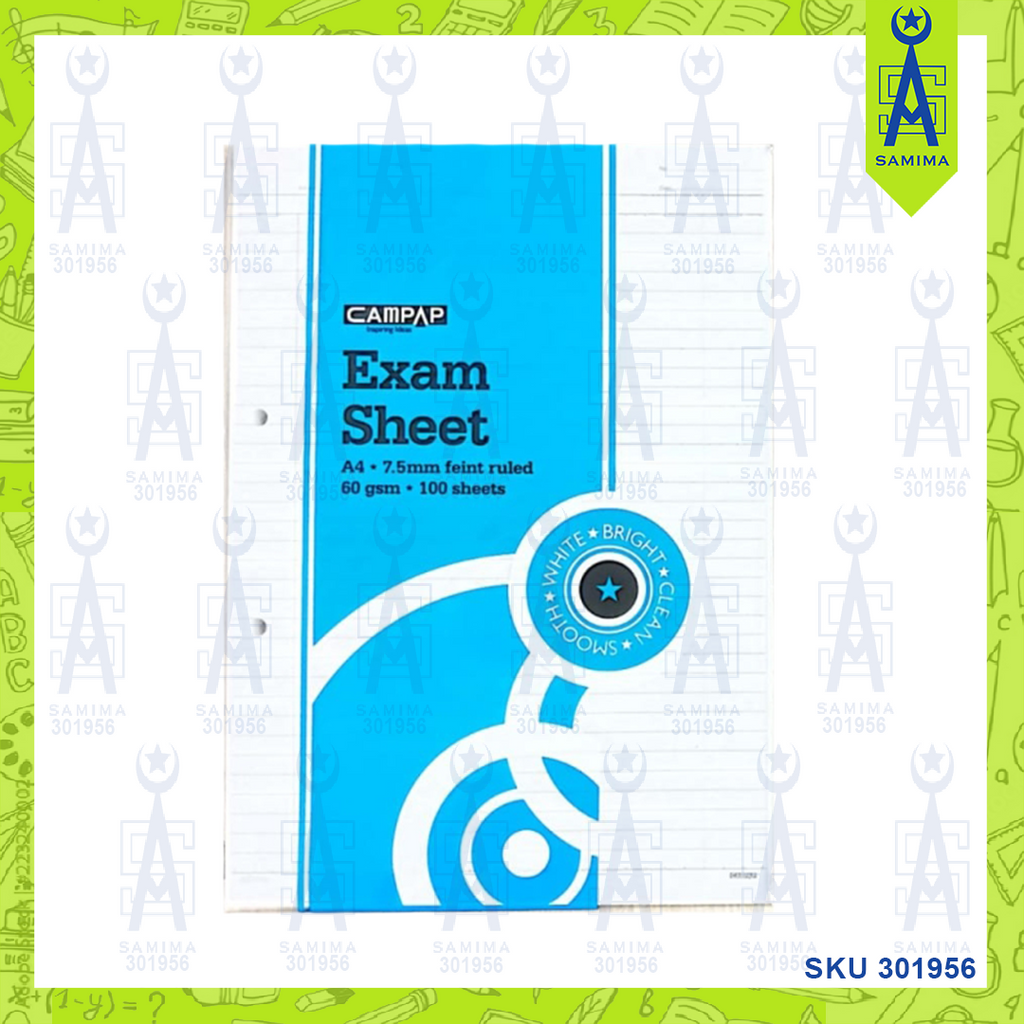 CAMPAP 13732 7.5MM RULED EXAM SHEET A4 70GSM 50'S – Samima