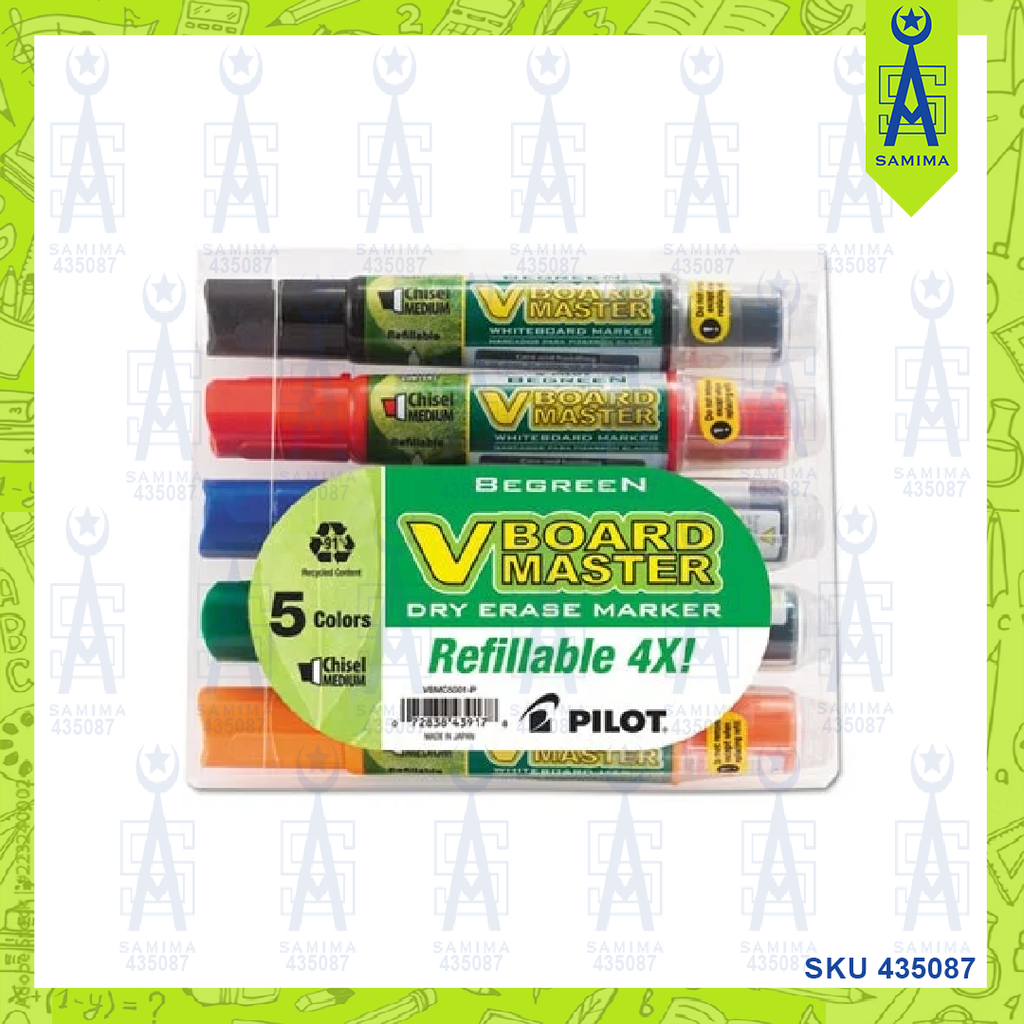 PILOT V BOARD MASTER MARKER 5 COLOR / PACK CHISEL – Samima