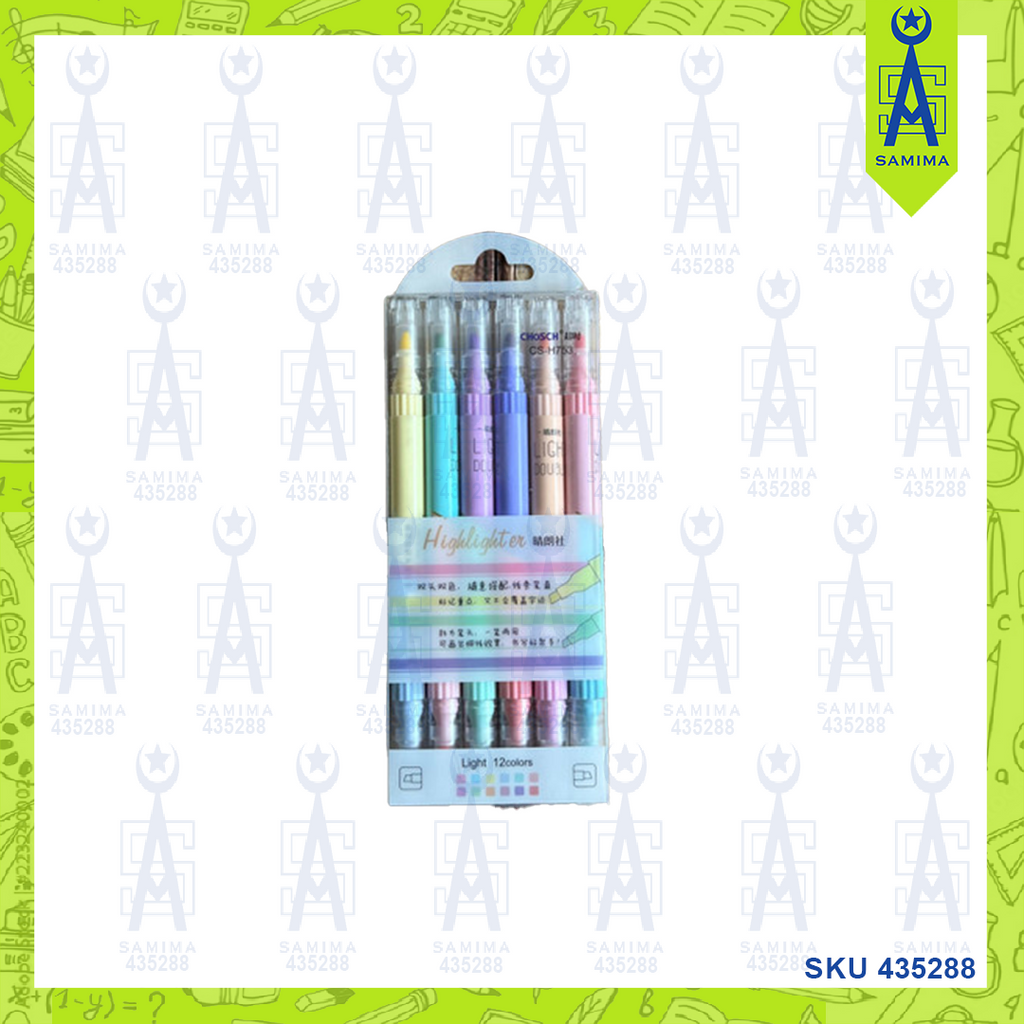 CHOSCH CS--H753 LIGHT DOUBLE HIGHLIGHTER 12 COLOUR – Samima