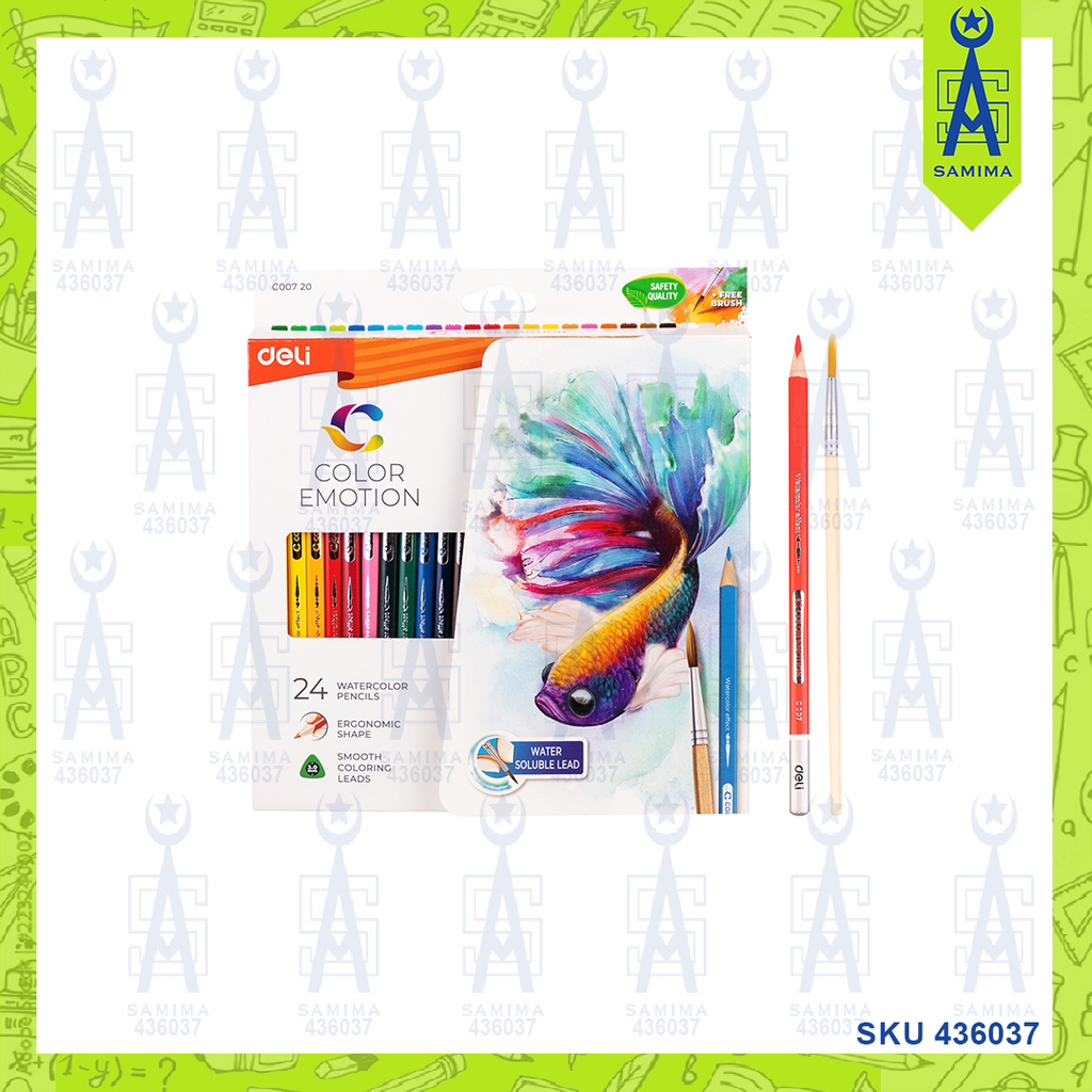 DELI C007 20 COLOR EMOTION WATERCOLOR PENCILS 24'S – Samima
