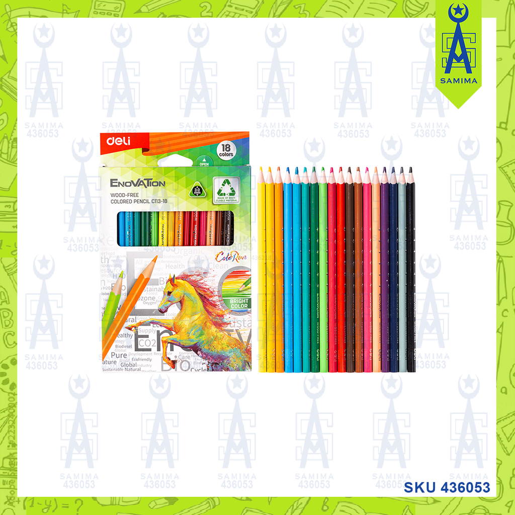 DELI C113-18 ENOVATION WOOD FREE COLOR PENCIL 18PC – Samima