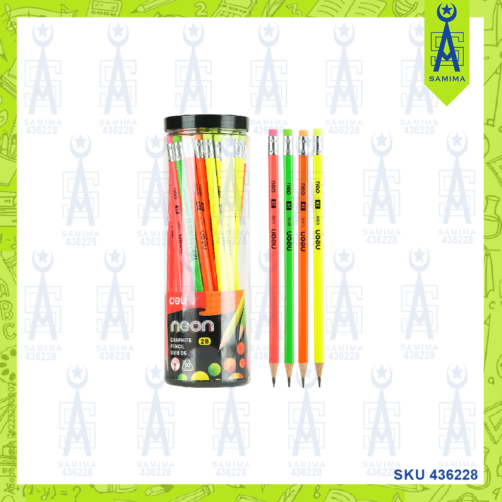 DELI U51806 NEON GRAPHITE PENCIL 2B W/ ERASER – Samima
