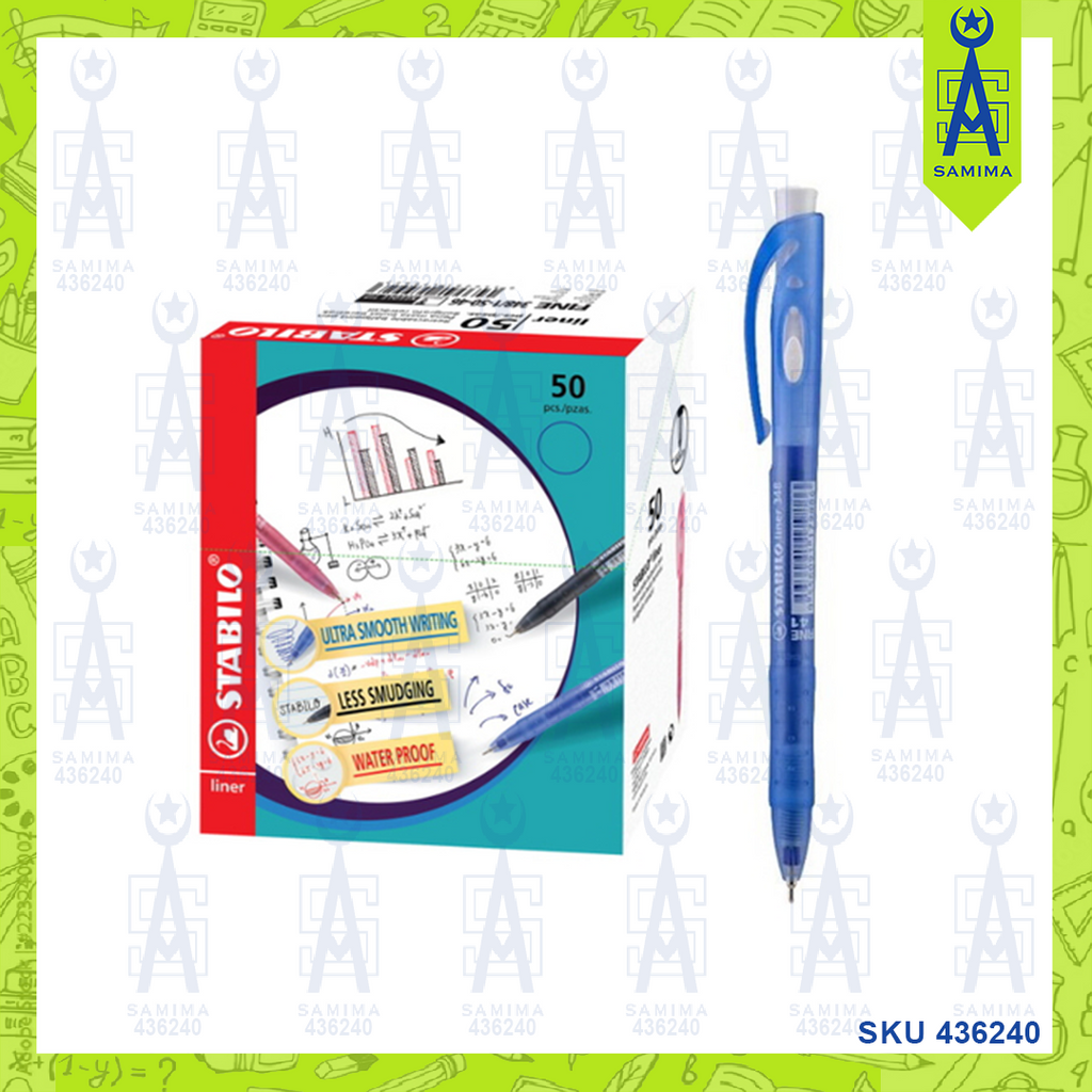 STABILO 348-46 XTRA FINE LINER BALL PEN BLUE 1'S – Samima