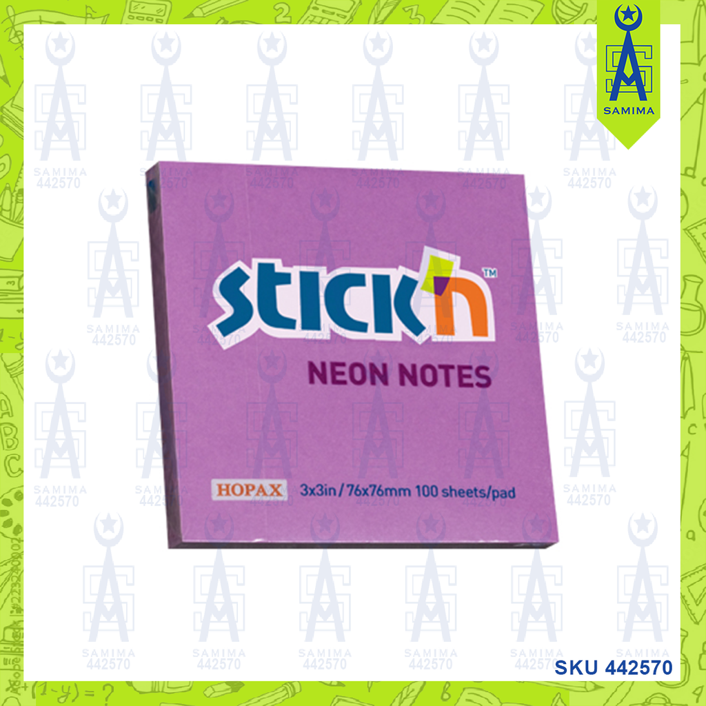 HOPAX NEON SELF ADHESIVE STICK 3"X3" PURPLE 21210 – Samima