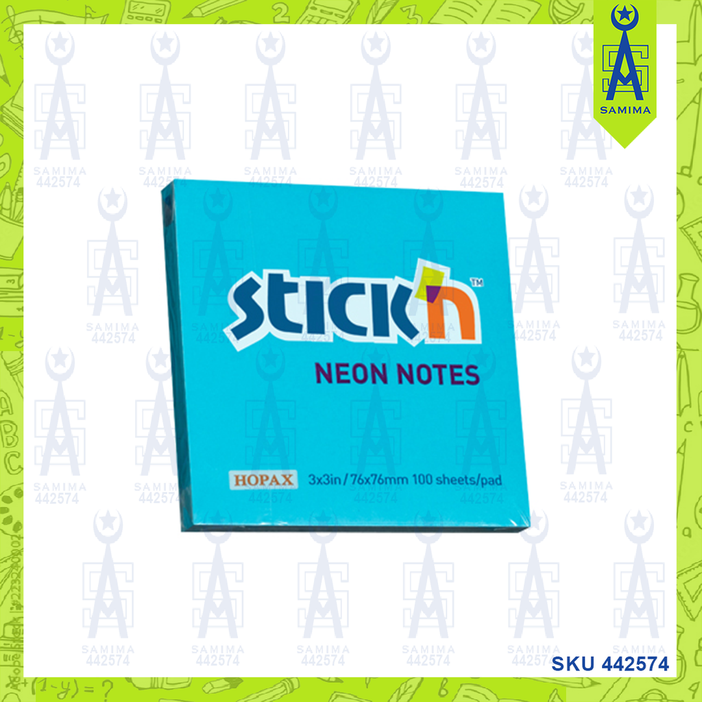 HOPAX NEON SELF ADHESIVE STICK 3"X3" BLUE 21209 – Samima