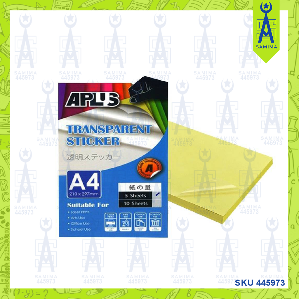 APLUS A4 TRANSPARENT STICKER 5 'S – Samima