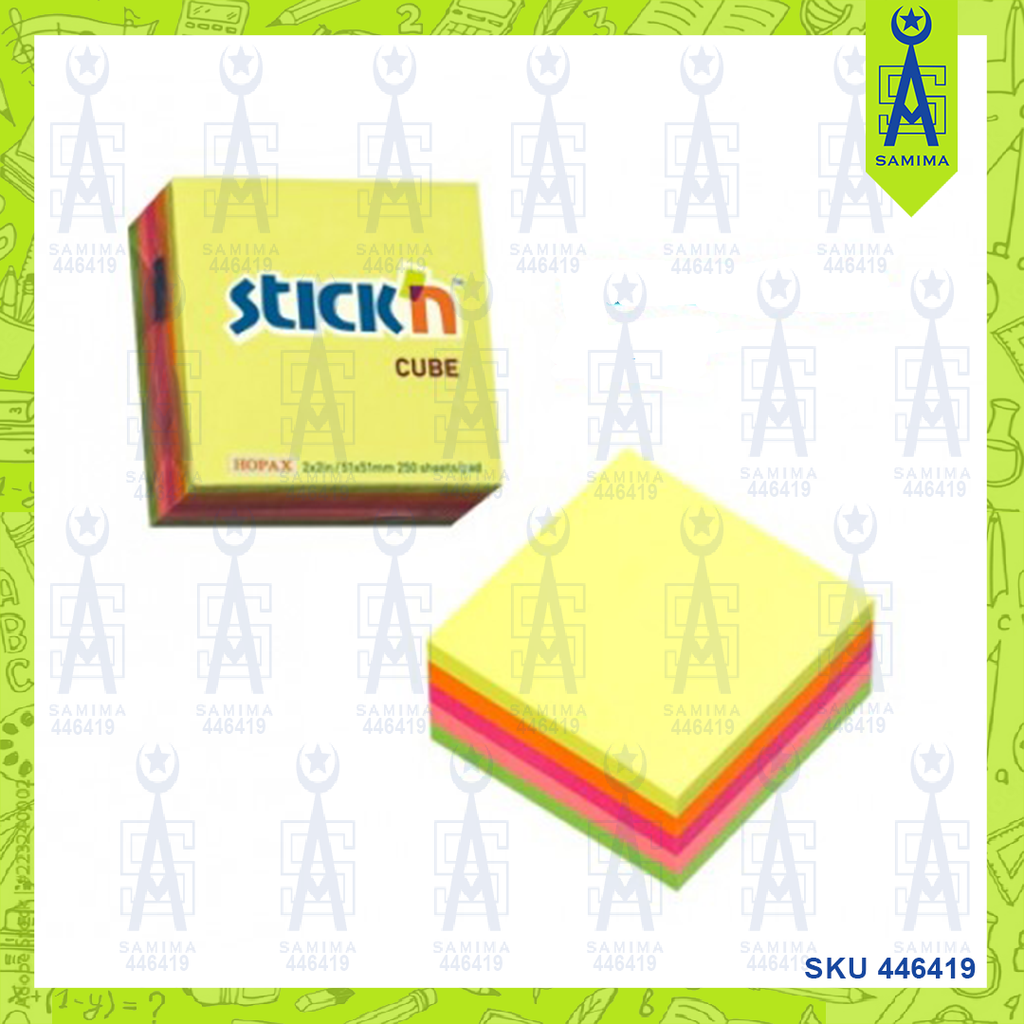 HOPAX 21203 STICK N CUBE 5 NEON COLOURS 2 X 2'' – Samima