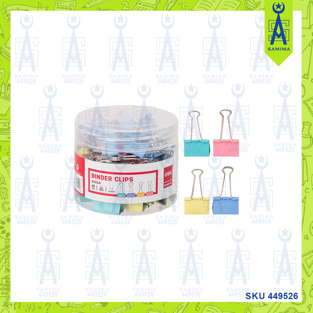 DELI BINDER CLIP TUB COLOUR 19MM 40'S 8555A – Samima