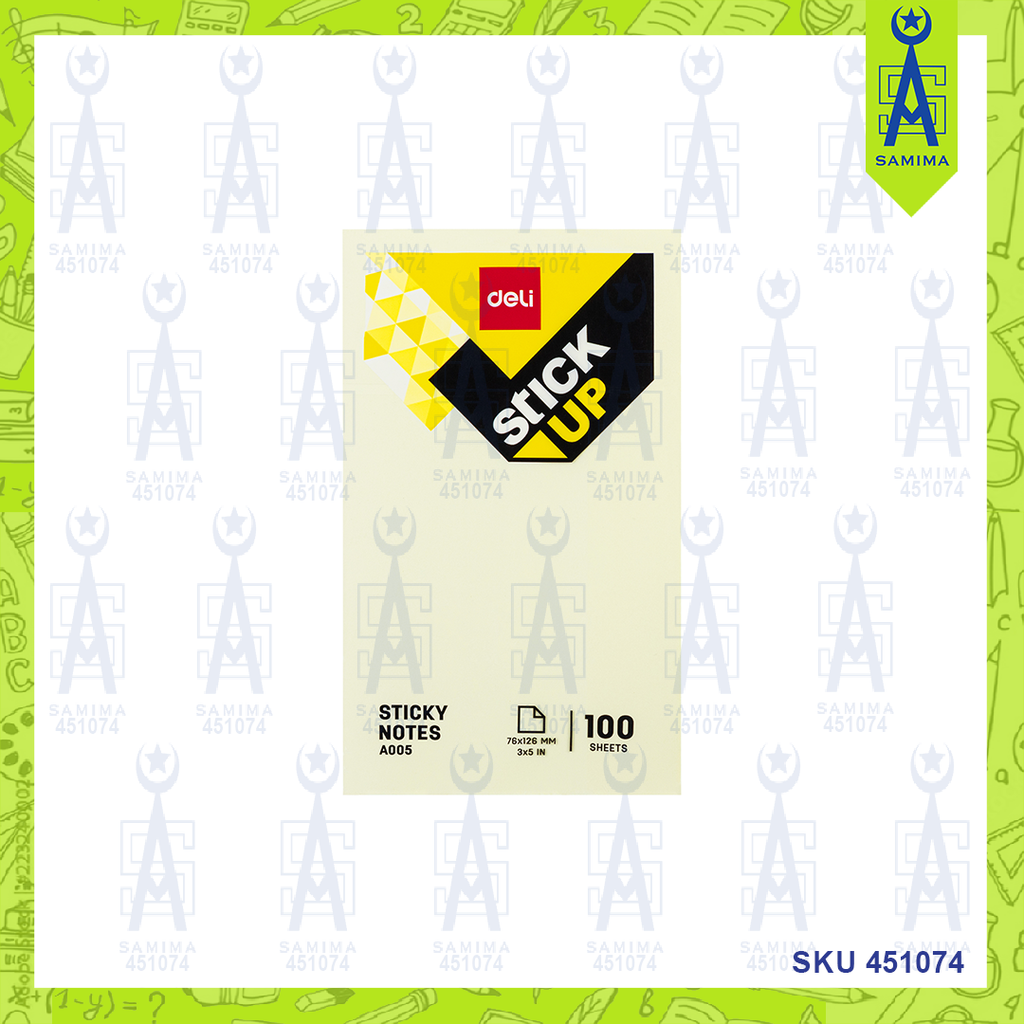 DELI STICK UP NOTES YELLOW A00553 76 X 126MM 3 X 5 – Samima