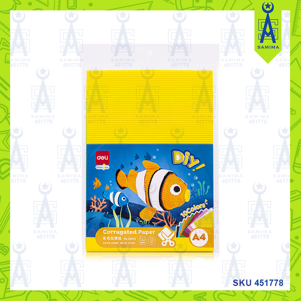 DELI 83613 CORRUGATED PAPER AST COLOURS A4 10'S – Samima