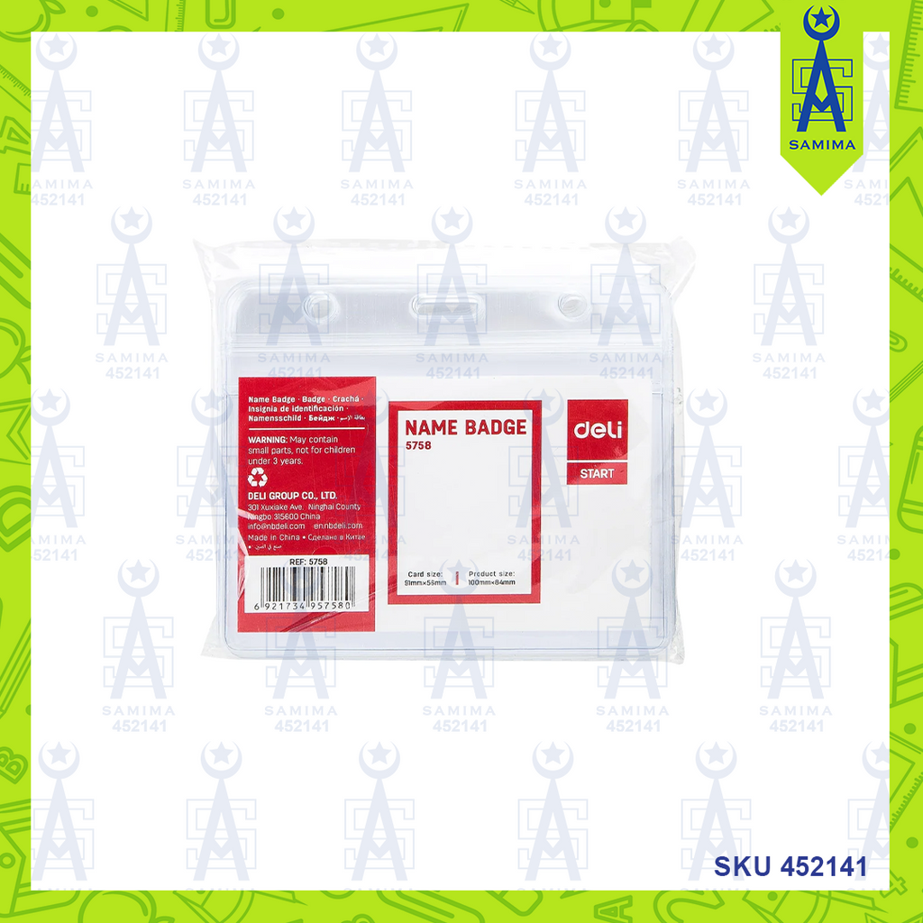 DELI 5758 NAME BADGE (CARD CASE) H 91 x 63MM – Samima