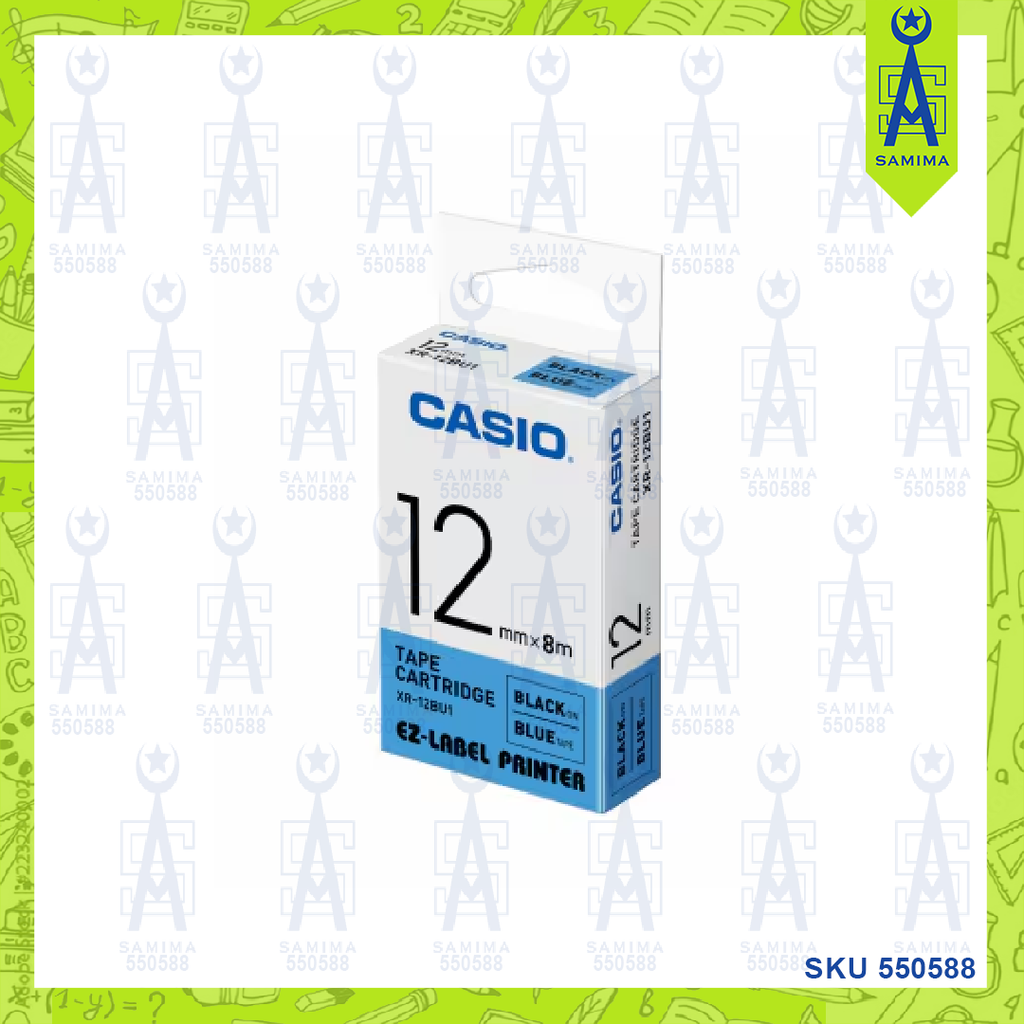 CASIO EZ-LABEL PRINTER TAPE CRT 12MM XR-12BU1 BLUE – Samima