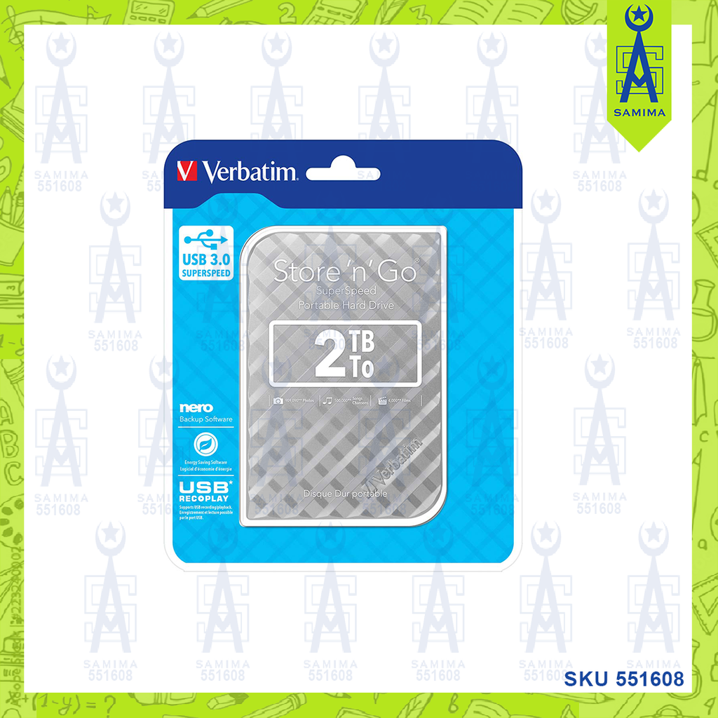VERBATIM 2 TB SILVER PORTABLE EXTERNAL HARD DRIVE – Samima
