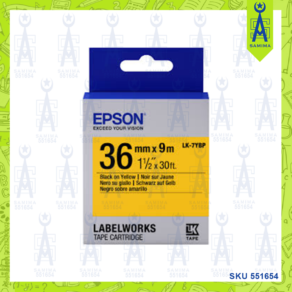 EPSON LABEL TAPE CARTRIDGE 36MM X 9M YELLOW – Samima