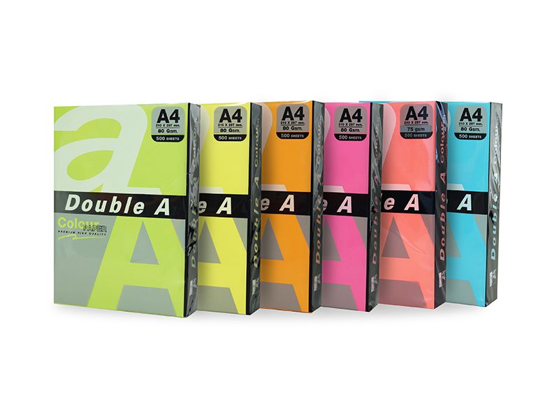 DOUBLE A PREM COLOUR PAPER C/C MIX COLA4 75G 500'S – Samima