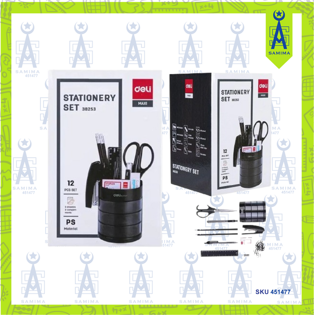 DELI 38253 TABLE STATIONERY 12 PCS SET – Samima