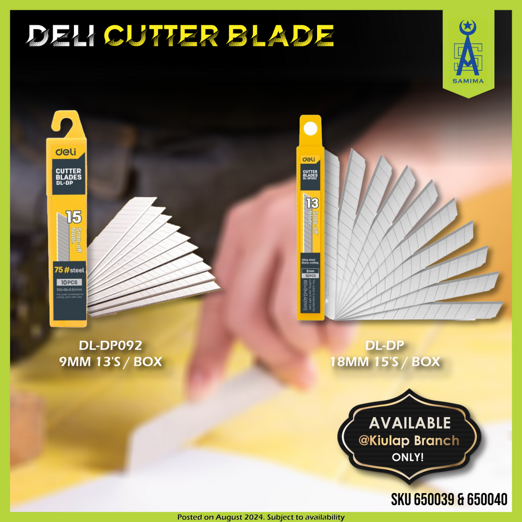 DELI DL-DP CUTTER BLADE 18MM 15'S / BOX – Samima