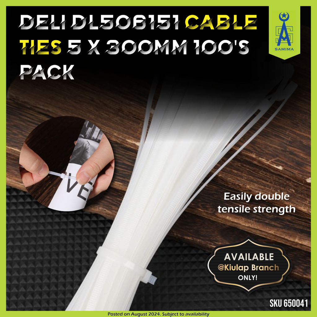 DELI DL506151 CABLE TIES 5 X 300MM 100'S / PACK – Samima
