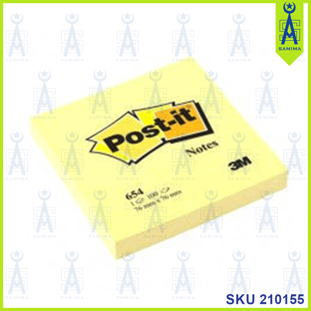 3M 654 POST-IT NOTE 3" X 3"-YELLOW – Samima